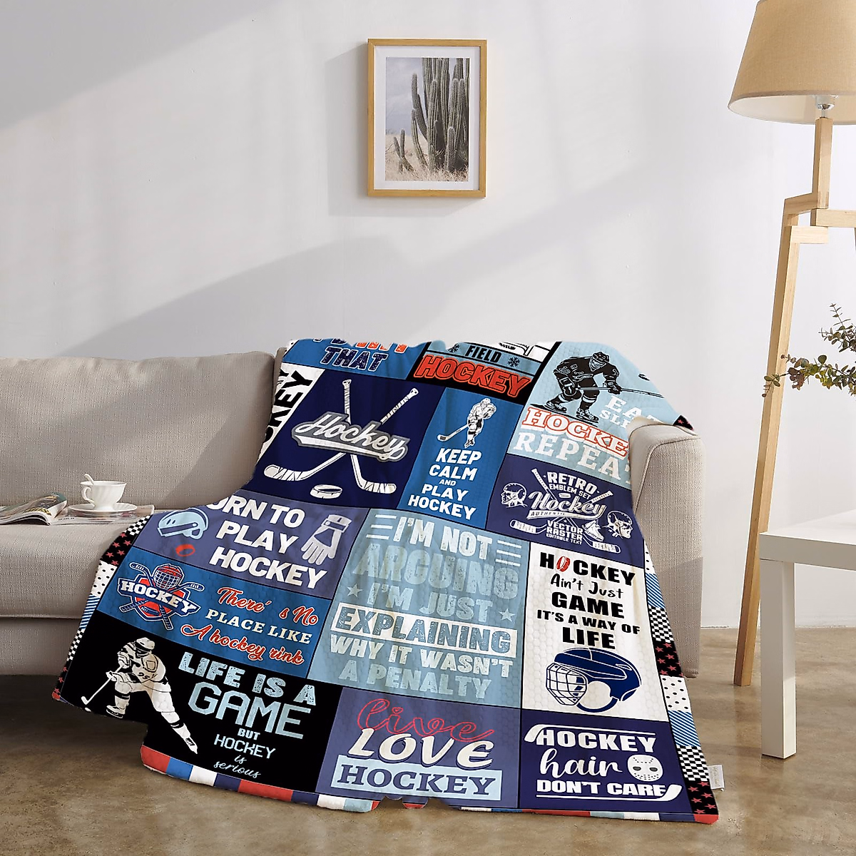 Hockey Gifts for Boys Men, Hockey Blanket for Boys, Gifts for Hockey Lovers, Hockey Player Blanket 60"x50" to Keep Warm for Boys 8-12