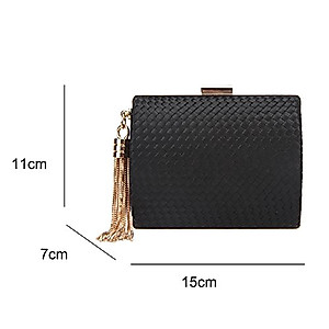 Fawziya Clutches Mini Tassel Weave Evening Clutches For Women Dress Handbags-Black