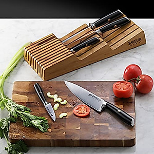 Saveur Selects 1026306 German Steel Forged 6-Piece Knife Set with Bamboo in Drawer Storage Knife Block