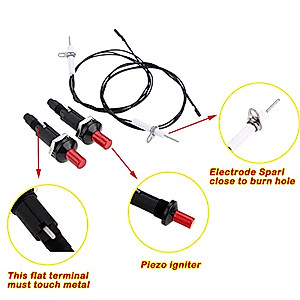 Guofulda 2 Sets Grill Piezo Igniters, Type of 1 Out 2 Electrode 200 Degree Resistance Wire 1 Meter, with Cable Push Button Igniter, Fit for Gas Fireplace, Oven, Heater, Kitchen lgniter