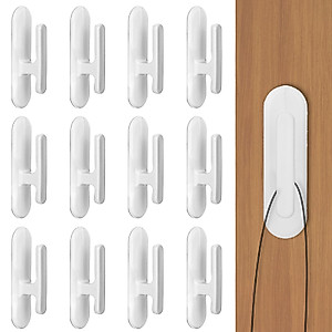 Qianyu 12 Pcs Cord Blind Pull Cord Twister Adhesive Wall Hanging Hooks Window Cord Wrap Cleats Curtain Cord Holder for Home Office Sun Shades Ropes