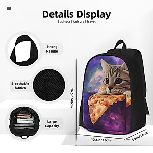 Galaxy Pizza Funny Cat Girls Backpacks School kids Bookbag Children Travel Shoulder Bag Casual Daypack 17 Inch Plus Laptop Bag for Unisex Teens Women Boys