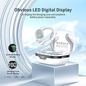 Falebare Wireless Earbuds, 75Hrs Playtime IPX6 Waterproof Bluetooth Headphones Sport Earphones with Wireless Charging Case & LED Digital Display Earphones with Earhooks HiFi Sound for Working and Gym