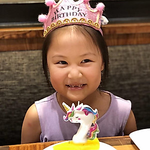 DERVENTA Birthday Candle Number White Unicorn Themed Party Decorations Beautiful Cake Topper 1 Piece (Unicorn Number 6)