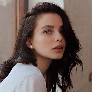 Milacolato 925 Sterling Silver Moonstone Stud Earrings 14K Gold Plated Synthetic Round Shape Moonstone Stud Earrings Small Stud Earrings for Women 6MM