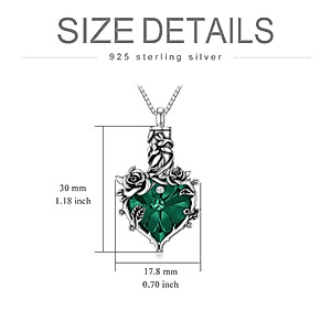 TOUPOP Emerald Rose Urn Necklace for Ashes for Women with s925 Silver Heart Crystal Rose Flower Ashes Pendant Necklaces Cremation Jewelry for Ashes Memorial Gift for Women Keepsake w/Funnel