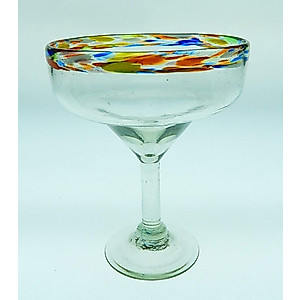 Mexican Margarita Glass with Confetti Rim, 15 oz, Set of 4
