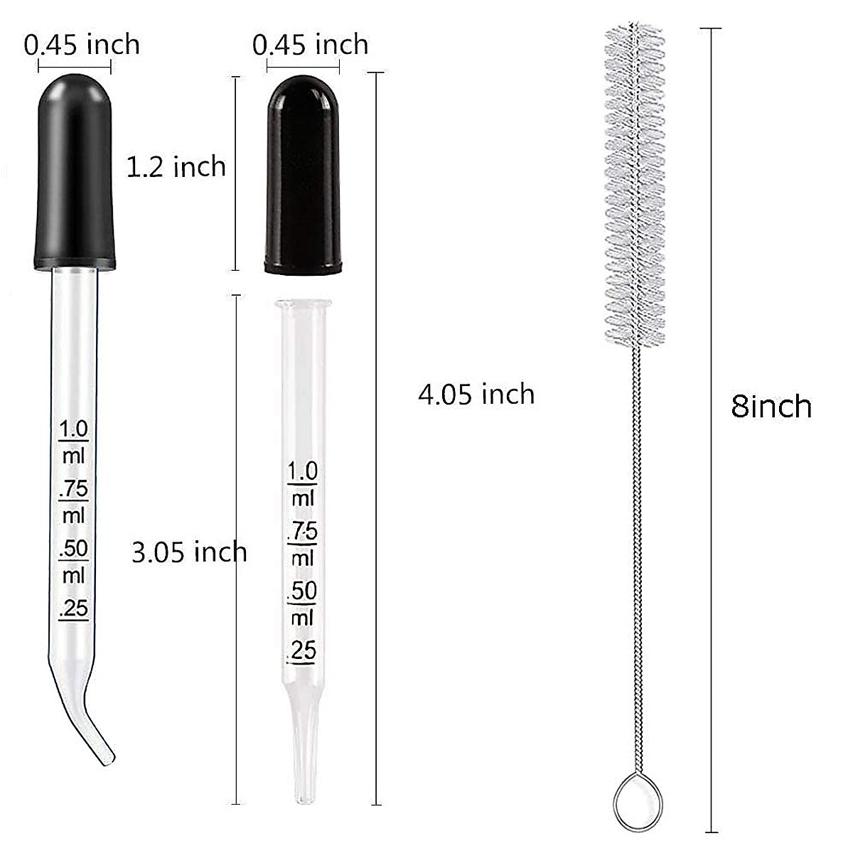ToToT 10pcs Dropper 5 Straight Tip + 5 Bent Tip Measured Dropper 1ml Glass Pipette for Lab, Perfume, Essential Oil