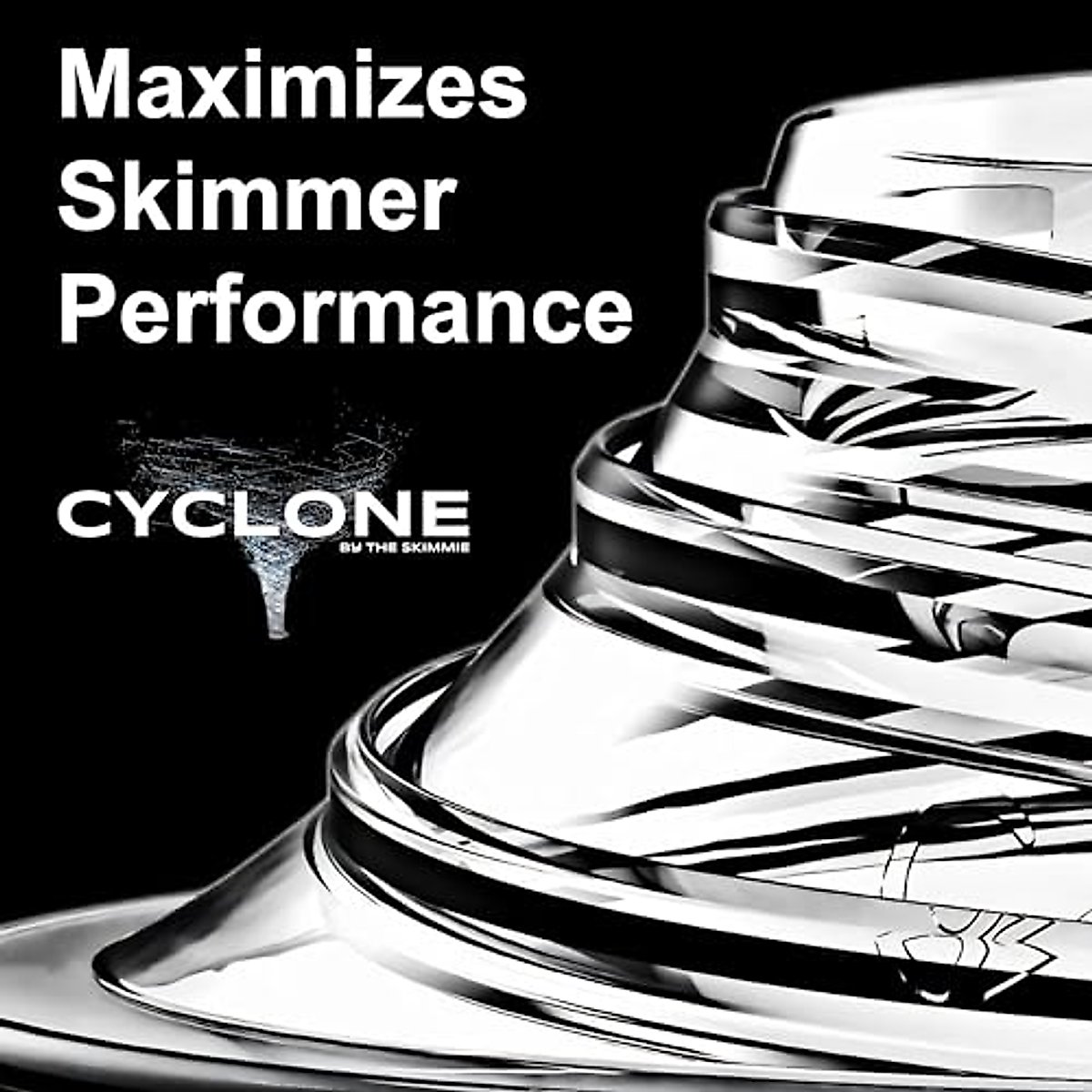 The Skimmie Cyclone - Turbocharges Pool Skimmer Water Flow - Improves Pool Surface Cleaning & Debris Removal - Pool Accessories & Pool Skimmer 7" Funnel Design Works with Any Pool Water Level