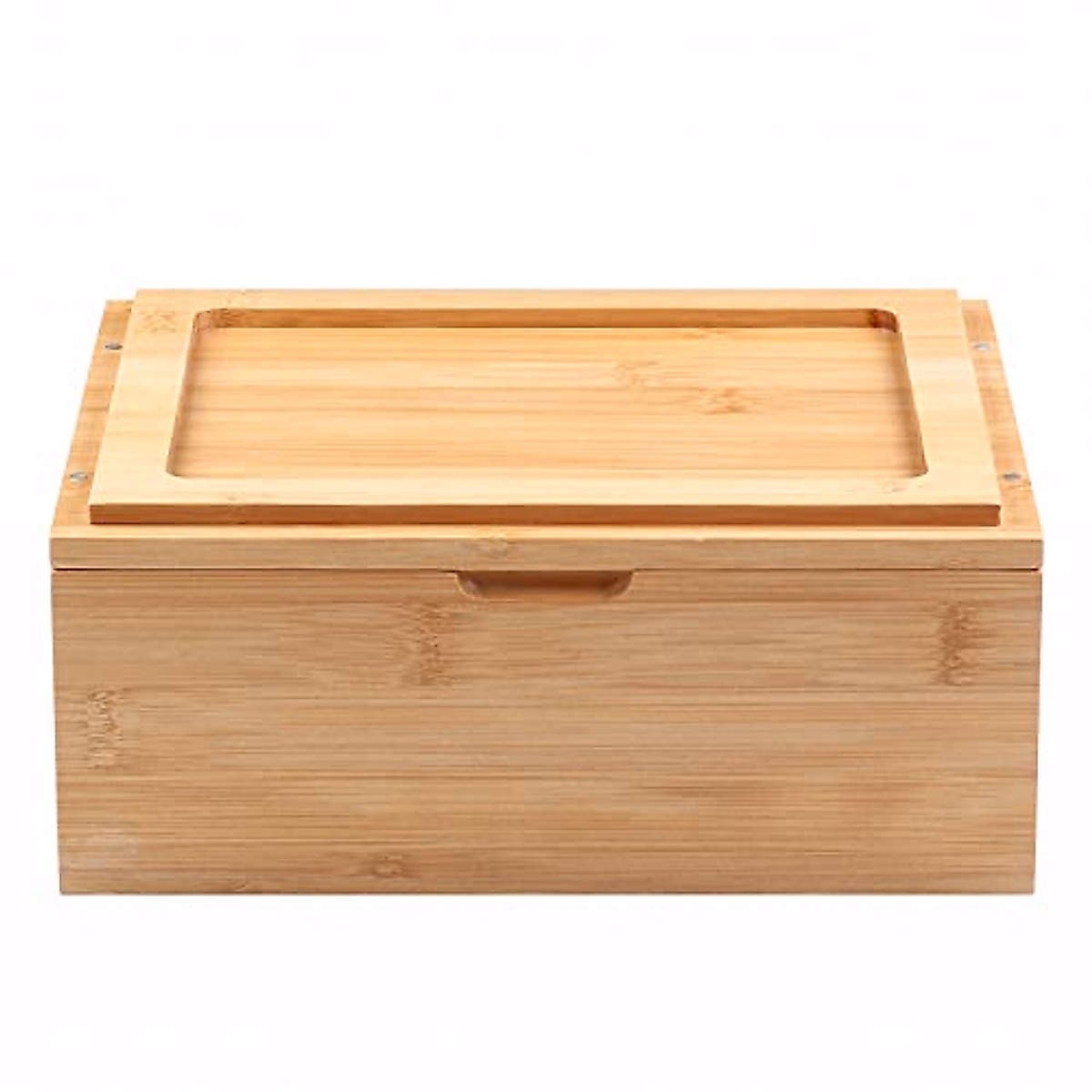 Large Natural Bamboo Decorative Storage Box Wooden Keepsake Box - 10” x 8” x 4” with Magnetic Lid for Home Storage (Standard Version)