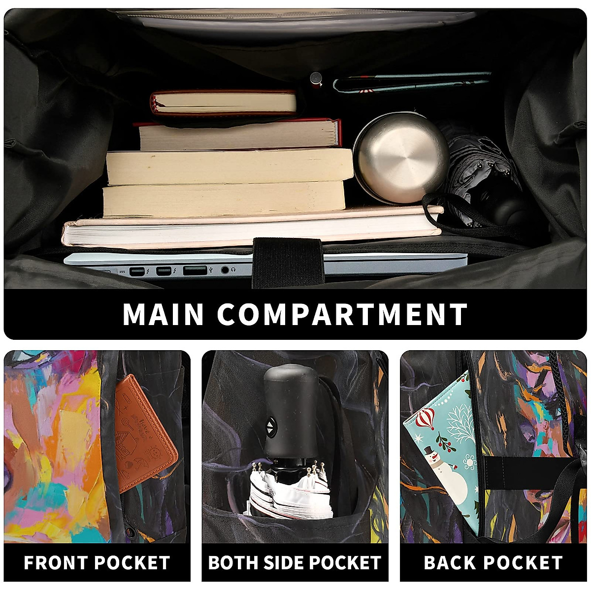 ALAZA Afro African American Woman Art Painting Large Laptop Backpack Purse for Women Men Waterproof Anti Theft Roll Top Backpack, 13 - 17.3 inch, Multi, One Size