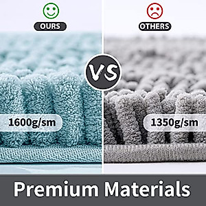 FRESHMINT Chenille Bathroom Rugs Non-Slip Bath Mat 24”x16.5“, Washable Soft Shower Mat, for Bathroom Floor & Tub Fluffy Shag Bath Rugs, Durable Thick Water Absorbent Microfiber Shower Rugs, Blue