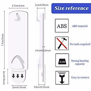 20 Pieces No Damage Picture Hangers Picture Hanging Kit Without Nails No Trace Adhesive Art Hanger for Bathroom Kitchen Home Door Closet, White (20 Pieces)