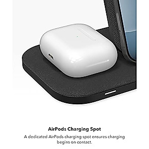 mophie 3-in-1 Wireless Charging Stand for Apple iPhone, AirPods/AirPods Pro & Watch, 7.5W Fast Charging, Stylish Gloss Finish, Portrait or Landscape Smartphone Charging Mode, Black