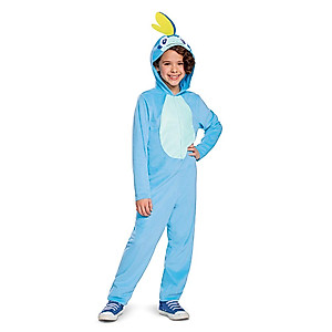 Sobble Pokemon Kids Costume, Official Pokemon Hooded Jumpsuit with Fin, Classic Size Small (4-6)
