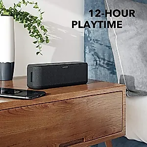 Upgraded, Anker Soundcore Boost Bluetooth Speaker with Well-Balanced Sound, BassUp, 12H Playtime, USB-C, IPX7 Waterproof, Wireless Speaker with Customizable EQ via App, Wireless Stereo Pairing