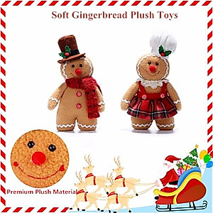 VISTABLUE Christmas Gingerbread Stuffed Animals, Soft Gingerbread Plush Toys Gingerbread Man Pillow Stuffed Gingerbread Man Plush Christmas Plush Toys, Christmas Party Home Decoration (Women's Style)