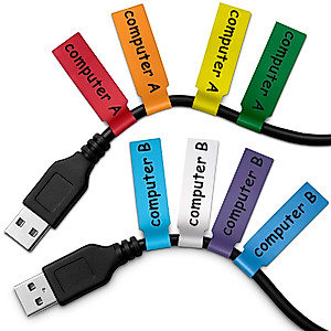 240Pcs Cable Labels Colorful Waterproof Cord Labels Tags Write on Stickers Tear Resistant Flexible Works Cord Identification Labels for Laser Printer Labeling Various Charger Cords,Cables（8Sheets /A）