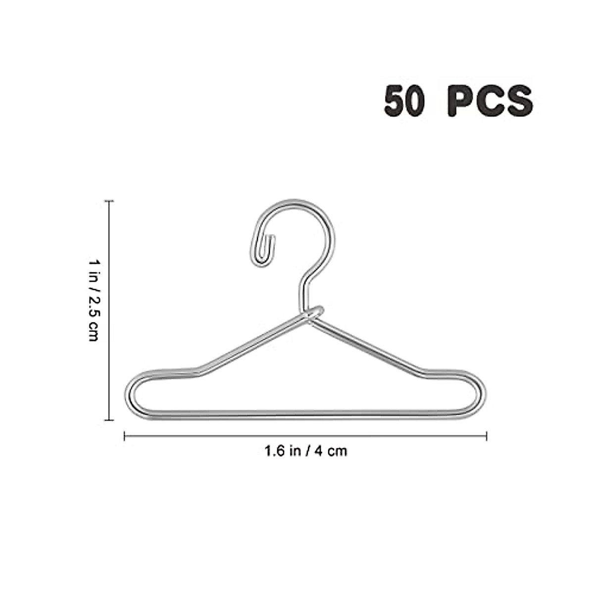 50pcs Mini Doll Clothes Hangers Mini Clothes Hanger Metal Doll Hangers for Dress Closet Doll House Accessories