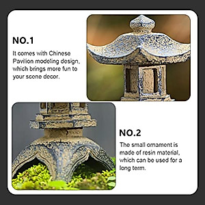 GANAZONO Bonsai Pagoda Miniature Pagoda Figurines Garden Resin Pagoda Lantern Statue Chinese Miniature Hexagon Zen Asian Bonsai Micro Landscape Decoration Miniature Ornaments