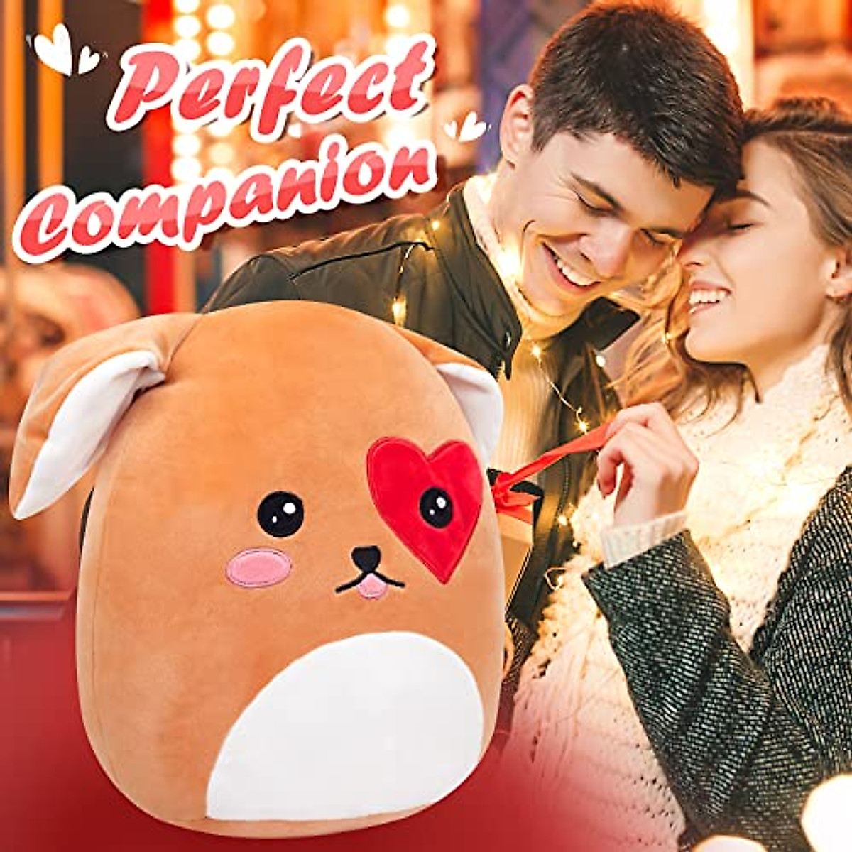 CozyWorld Puppy Dog Plushie Stuffed Animals Plush Pillow Soft Cuddly Toy Heart Love You Dog Valentine’s Birthday Gifts for Boys Girls 11.5 Inch