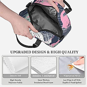 Pink Flamingo And Leaves Printed Lunch Bag, Lightweight And Durable, Adjustable Shoulder Strap, Reusable Lunch Handbag, Portable Refrigerated Bag