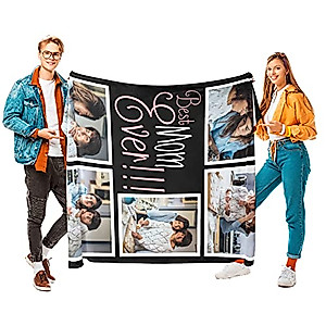Printwoo Best Mom Ever Blanket Personalized with Own Photos, Custom Gifts for Mom, 1st from Husband, Mom Birthday Gifts from Daughter Son, Anniversary Valentines Day Gifts for Wife Customized