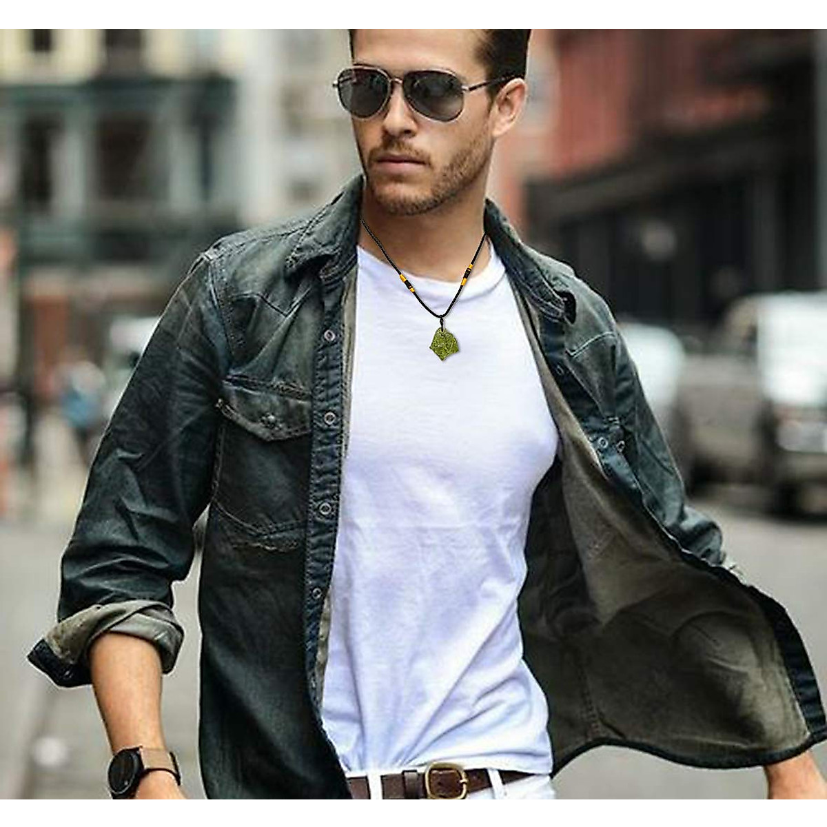 Moldavite Crystal Necklace for Men Women, Handmade Irregular Stone Pendant Crystal Energy Stone