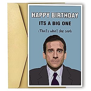 Ziwenhu Happy Birthday Card for Him, Funny Birthday Gifts for Women, Michael Scott Bday Card for Her, The Office Birthday Card for Friend