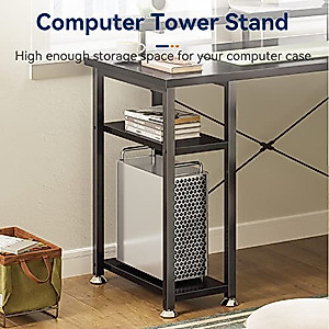 KKL L Shaped Desk with Drawer, 66" Reversible Computer Desk with Storage Shelves, Corner Gaming Desk and Monitor Stand, Home Office Desk, Modern Wooden Desk, Easy to Assemble, Black