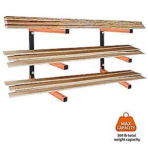 Homydom Wood Organizer and Lumber Storage Metal Rack with 3-Level Wall Mount, 2 Pack