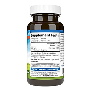 Carlson - Selenium, 200 mcg Yeast-Free, Prostate Health & Immune Support, Antioxidant, 180 capsules