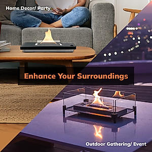 LOVINFLAME Mountain Tabletop Fire Pit 20 Inch for Indoor and Outdoor, Wind Resistant Tabletop Fireplace for Balcony and Patio Decor, Smokeless Fire Pit with 4pcs Ethanol-Free Fuel and Torch Lighter