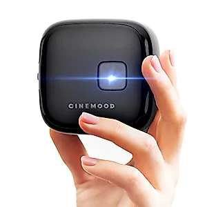 CINEMOOD 360 - Smart wi-fi Cube Projector with Streaming Services, 360° Videos, Games, Kids Entertainment. 120 inch Picture, 5-Hour Video Playtime. Neat Portable Projector for Family Entertainment.