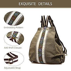 Women Canvas Backpack Daypack Casual Shoulder Bag, Vintage Heavy-duty Anti-theft Travel Backpack