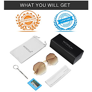 WOWSUN Y2K Sunglasses Rimless Gradient Womens Vintage Sunglasses