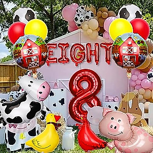 14pcs Farm Animal Balloon, Birthday Party Balloons Farm Birthday Decorations Farm Birthday Balloons for Farm Animal Theme Birthday Party Decor Supplies (8 Years Old)