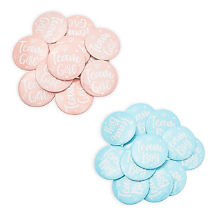 Sparkle and Bash Baby Gender Reveal Party Favors, Team Boy and Girl Button Pins, Bead Necklaces (48 Pieces)