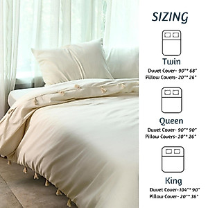 Folkulture Bed Linen Set, Queen - 100% Cotton Ultra Soft Duvet Cover, 3 Pieces Set with 2 Pillow Shams (Oatmeal, Solid)