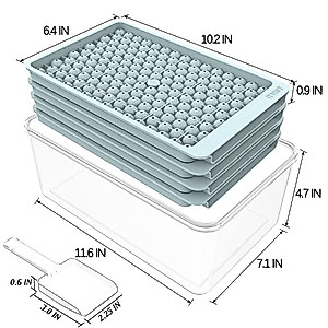 ITWIST Mini Ice Cube Trays, 159x4 PCS Crushed Ice Tray Small Ice Cube Trays, Tiny Ice Cube Tray Easy Release for Chilling Drinks Coffee Juice(4Pack Blue Ice trays & Ice Bin & Ice Scoop)