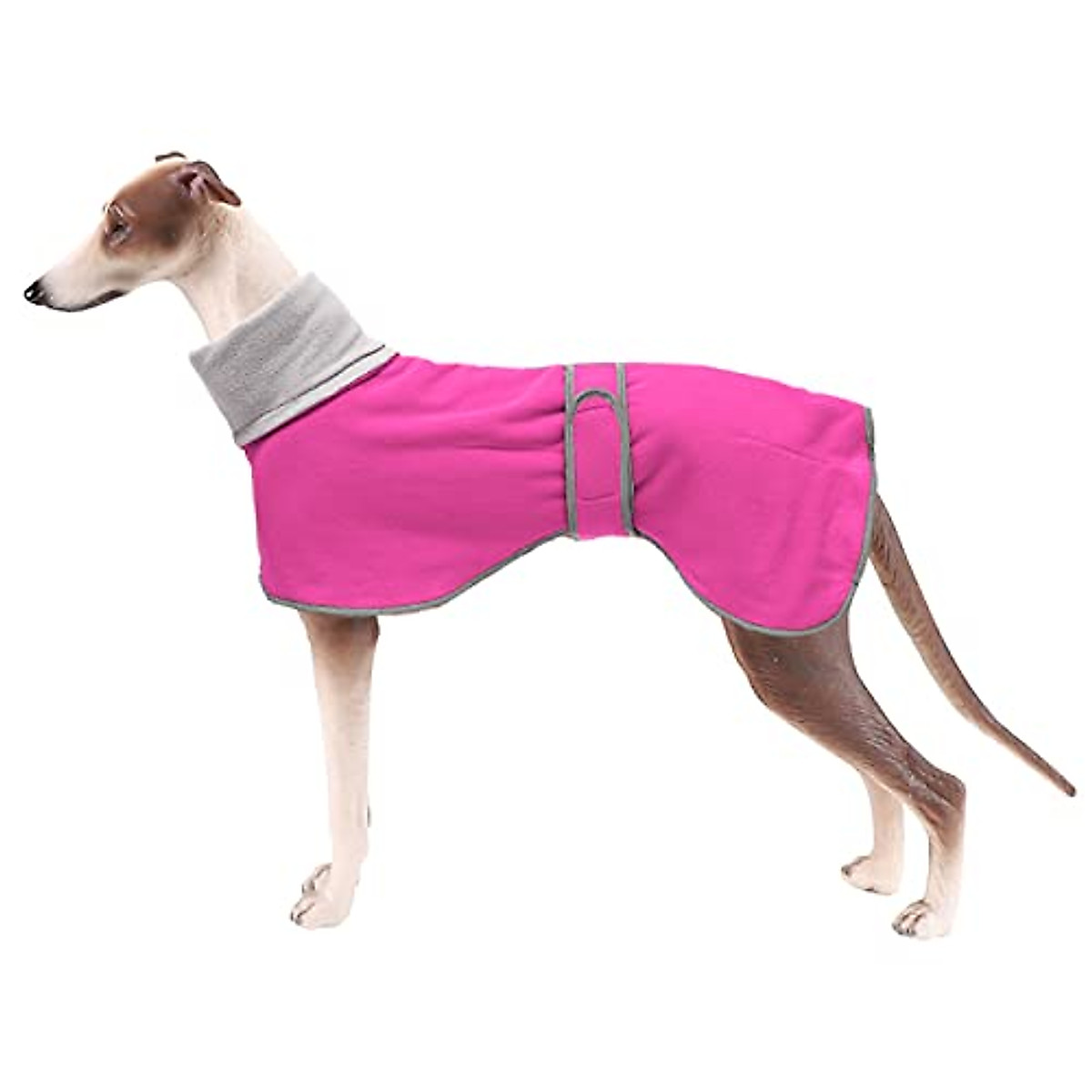 Dog Coats with Reflective Bar, Dog Winter Coat Soft Polyester Fleece, Adjustable Band - Dog Winter Jacket for Greyhounds, Lurchers and Whippets - Pink - XS
