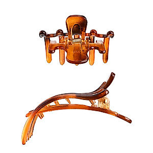 6 Pieces Plastic Non-slip Hair Claw Clips Glossy Prongs Claw Hair Clips Hairpin Clamp with Inner Teeth for Women, 3 Classic Colors