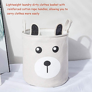 XYDZ Children's Laundry Basket Collapsible Fabric Nursery Storage Bin Cute Organizer Large Foldable Hamper for Home Closet Laundry Cartoon Clothes Bag Toys Storage Stylish Apricot Ear Bear Design