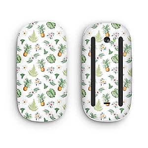 Design Skinz The Tropical Pineapple and Floral Pattern Vinyl Decal Compatible with The Apple Magic Mouse 2 (Wireless, Rechargable) with Multi-Touch Surface