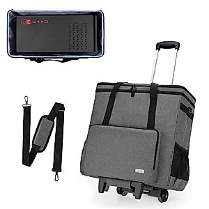 CURMIO PC Carrying Case on Wheels, Desktop Travel Bag with Detachable Trolley for PC Tower, Keyboard and Mouse, Gray (Bag Only, Patented Design)