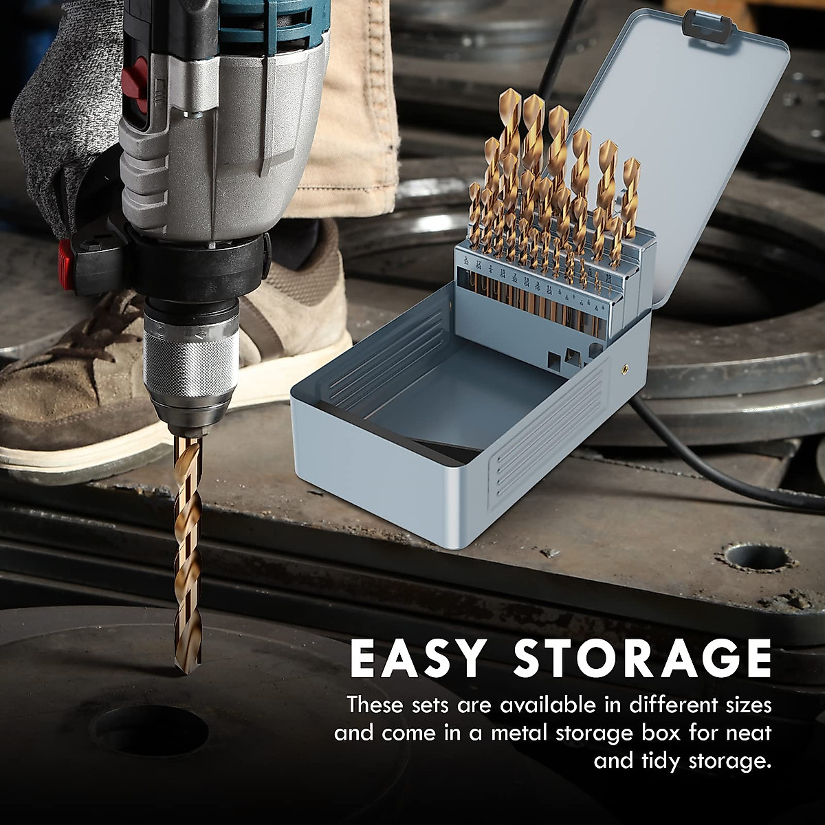 MACXCOIP Cobalt Drill Bit Set, 29Pcs M35 High Speed Steel Bits for Hardened Metals, Stainless Steel, Cast Iron and Wooden Plastics, with Metal Index Storage Box, 1/16"-1/2"