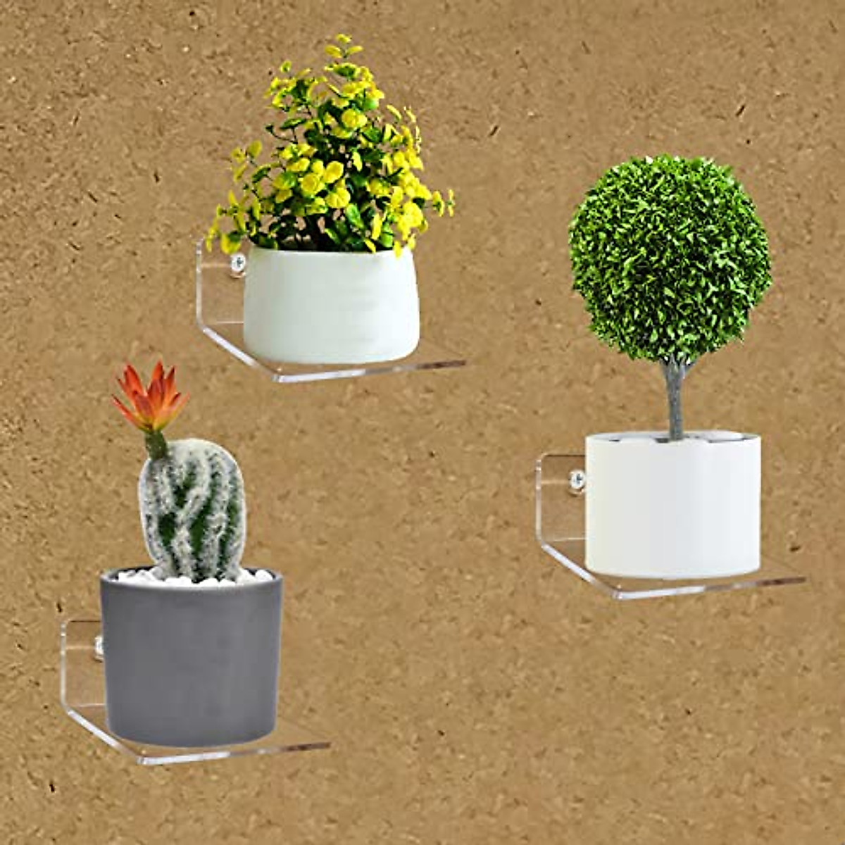 Bigfety Acrylic Small Adhesive Wall Shelves, 3-Ledges, Clear Mini Floating Shelf Flexible Use for Wall Space