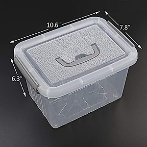 Minekkyes Set of 6 Plastic Latching Storage Box, Clear Storage Containers Bin with Lid, 7 Quart