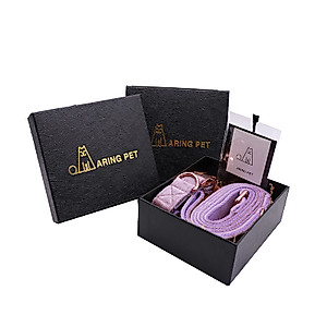 ARING PET Velvet Dog Collar and Leash Set, Soft Dog Collar and Leash, Adjustable Collars for Dogs