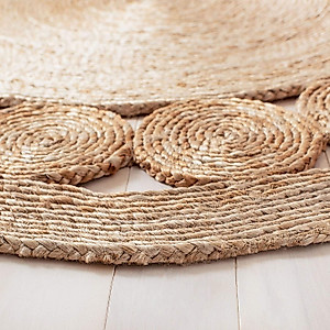 THE PIKKU INTERNATIONAL - Rug Round Jute Hand Woven Circle Design Area Rug Natural Beige Carpet (11 X 11 Feet)